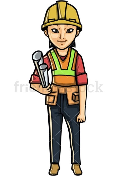 Asian Woman Engineer Cartoon Vector Clipart FriendlyStock