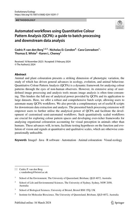 Pdf Automated Workflows Using Quantitative Colour Pattern Analysis