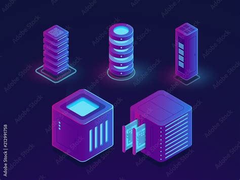 Set Of Technology Elements Server Room Cloud Data Storage Future Data Science Progress
