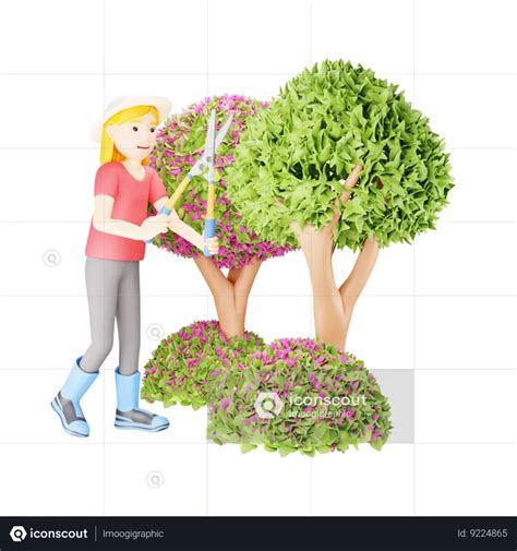 Woman Pruning Small Tree 3d Illustration Free Download Agriculture 3d