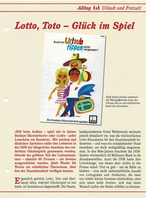 Lotto Toto In Der Ddr Ddr Infokarte Eur 1 00 Picclick De