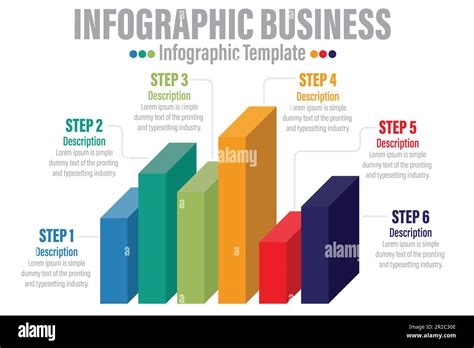 6 steps or six option vector creative infographic of columns bar chart