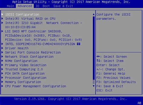 Bios Advanced Menu Selections Oracle® Server X7 2l Service Manual