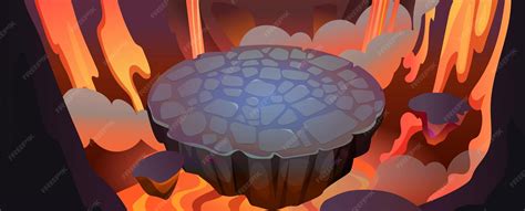 Flote Autour De Larène De Bataille Avec De La Lave Et De La Fumée