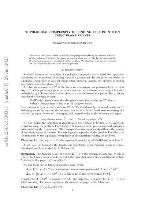 (PDF) Topological complexity of finding flex points on cubic plane curves