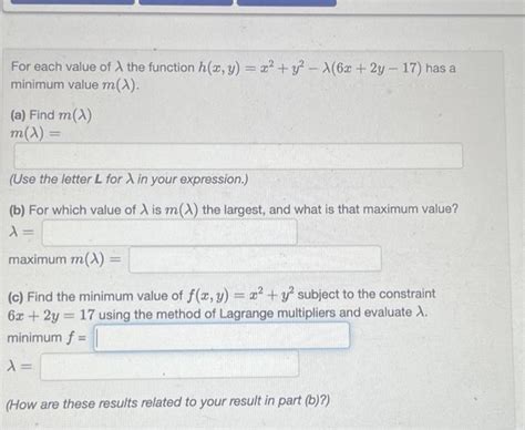 Solved For Each Value Of λ The Function