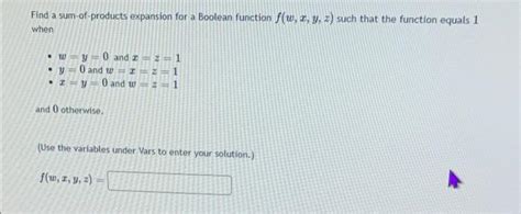 solved find a sum of products expansion for a boolean
