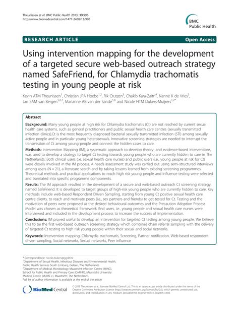 Pdf Using Intervention Mapping For The Development Of A Targeted