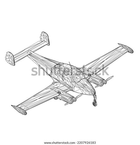 Airplane Wireframe Propeller Black Lines Isolated Stock Illustration 2207926183 Shutterstock