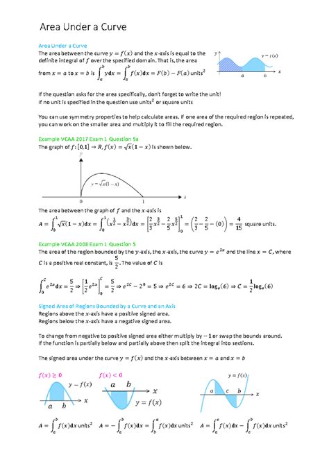 Area Under A Curve Area Under A Curve The Area Between The Curve 𝑦