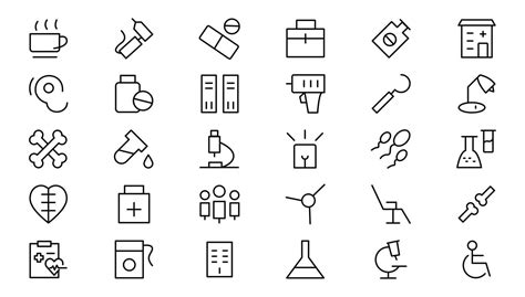 Medicine And Health Symbols Minimal Thin Line Web Icon Set Outline
