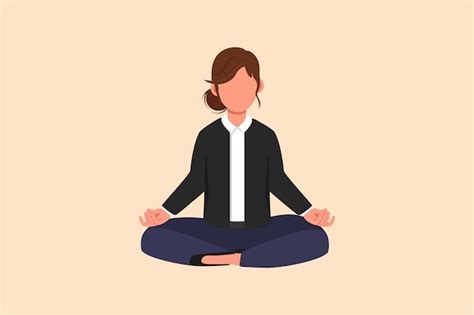 비즈니스 디자인 그리기 편안한 사업가 요가 하 고 바쁜 작업에서 휴식 요가 포즈 명상에 앉아 노동자 스트레스 관리 평면 만화