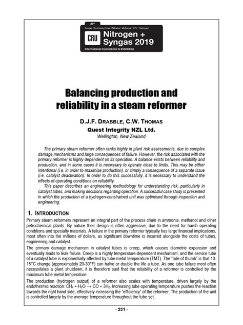 Balancing Production Reliability Reformers Pdf Reliability Engineering Creep Deformation