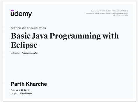 Parth Kharche On Linkedin Certificate Basic Java Programming With