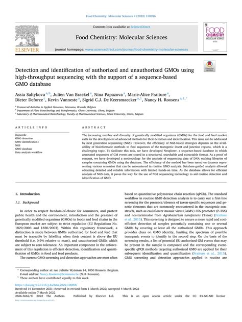 Pdf Detection And Identification Of Authorized And Unauthorized Gmos