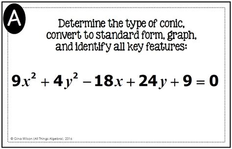 Identifying And Graphing Conic Sections Stations Activity All Things