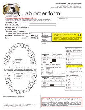 Fillable Online Lab Order Form Lingualtechnik De Fax Email Print PdfFiller