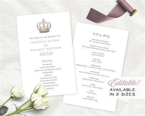 Formal Wedding Program Sample
