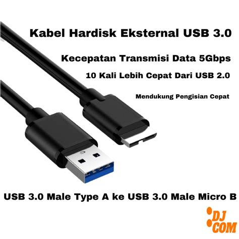 Kabel Hardisk Eksternal USB Male Type A To Micro B Kecepatan Transmisi Data Gbps DEMAK JAYA COM