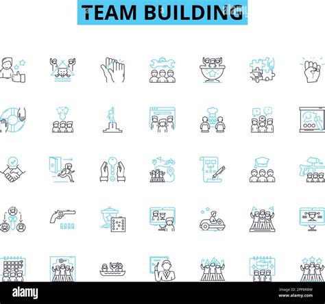 Team Building Linear Icons Set Collaboration Trust Unity