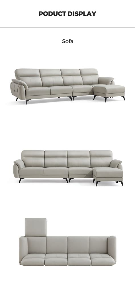 Linsy Modern Sofa Set Beige Color Leather Sofa With Chaise S158