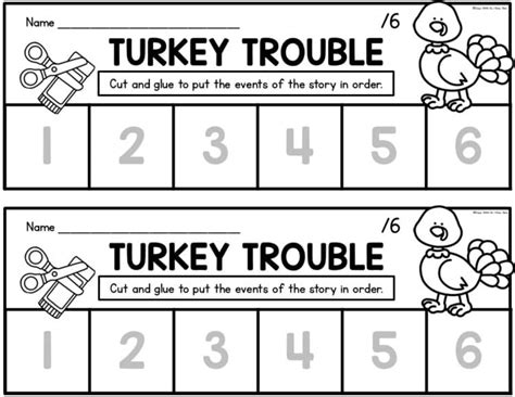 Kindergarten Turkey Trouble Activity Thanksgiving Story Retell