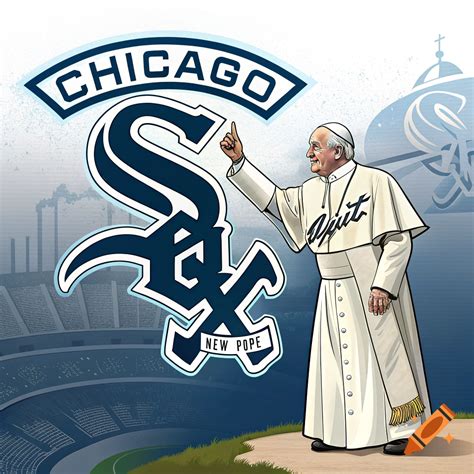Illustration Of Pope Francis Standing In Front Of The Chicago White Sox