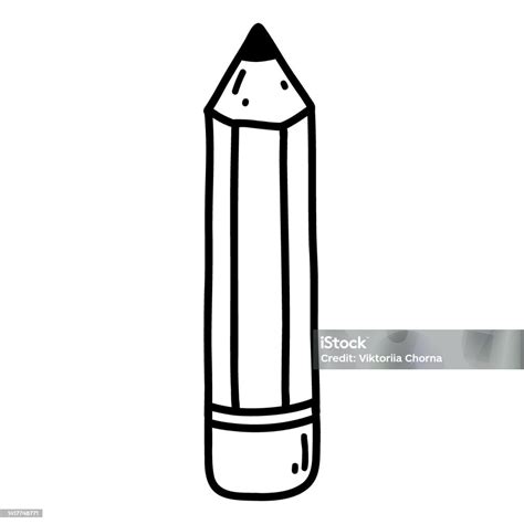 손으로 그린 만화 연필 낙서 검은 윤곽선 아이콘 학교 또는 사무용품 인쇄용 문구류 색칠 공부 페이지 어린이 디자인 로고의 벡터 스케치 일러스트레이션 Sketch Comedy