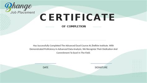 excel certificate pdf