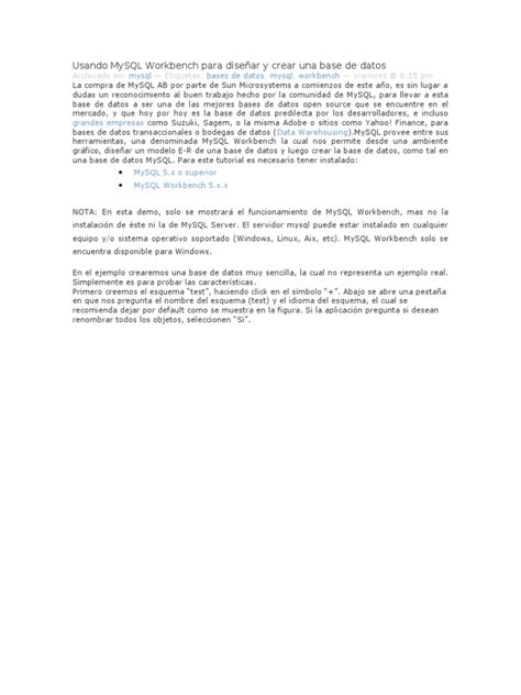 usando mysql workbench para diseñar y crear una base de descargar