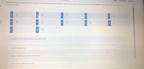 Solved Match The Name Of The Cranial Nerve With Its Chegg Com