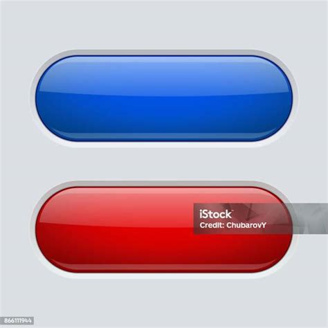파란색과 빨간색 타원형 버튼입니다 회색 플라스틱 배경 0명에 대한 스톡 벡터 아트 및 기타 이미지 0명 3차원 형태 공란 Istock