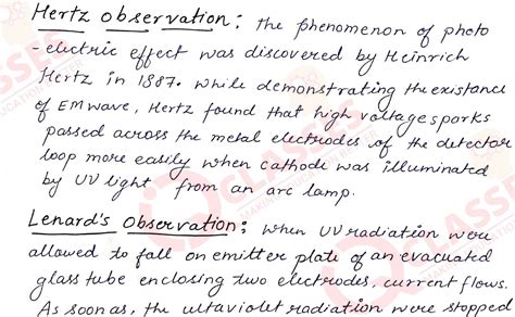 Class 12 ISC Physics Important Notes Chapter Photoelectric Effect