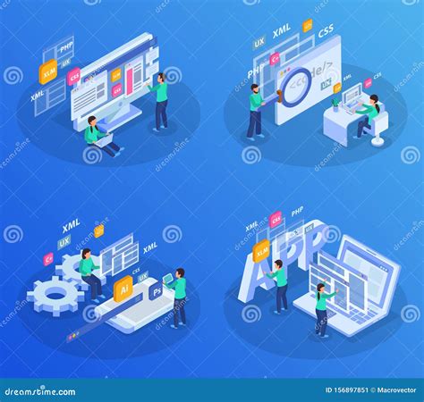 Web Development Isometric Concept Stock Vector Illustration Of