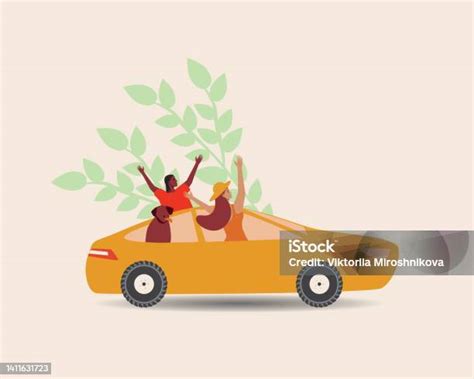 차로 여행하는 개가있는 가족 도로 여행에서 더 행복한 사람들 고립 된 현대 나뭇잎이있는 플랫 벡터 스톡 일러스트 레이 션 가족에 대한 스톡 벡터 아트 및 기타 이미지