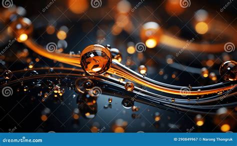 Fluid Oil Texture Vertical Flow Direction Sharp Focus Gold Color