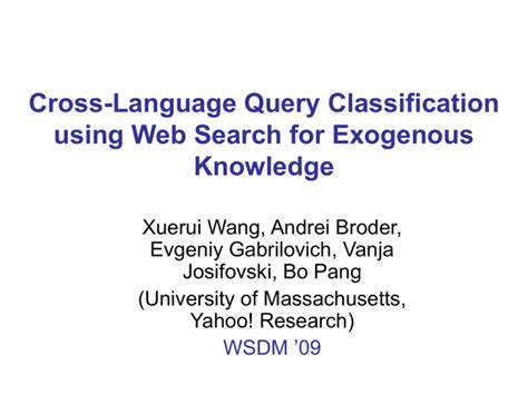 Cross Language Query Classification Using Web Search For