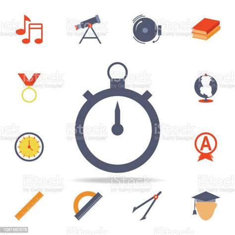 스톱 워치 착 색 된 아이콘입니다 컬러 교육 아이콘의 자세한 설정 합니다 프리미엄 그래픽 디자인입니다 웹사이트 웹 디자인 모바일 응용 프로그램 모음 아이콘 중 하나 0명에