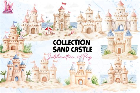 Collection Sand Castle Clipart Png Graphic By Little Lady Design