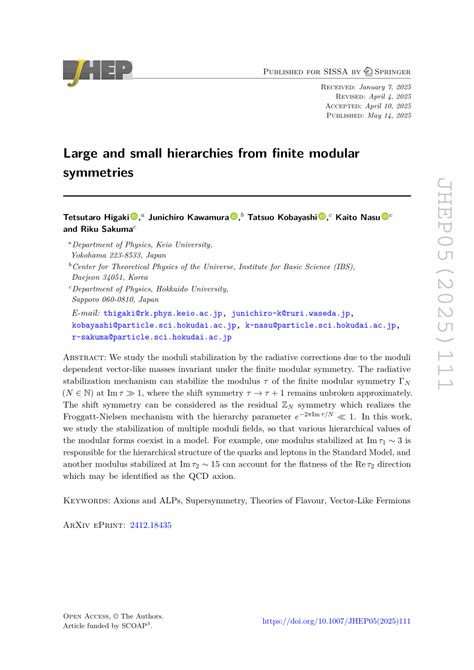 Pdf Large And Small Hierarchies From Finite Modular Symmetries