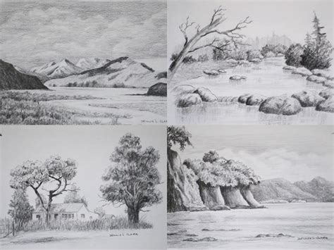 Landscape Drawings Pencil Lots Of Lovely Hay Shed Landscape Drawings