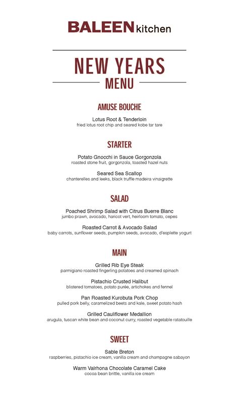 4 Course Meal Menu Template