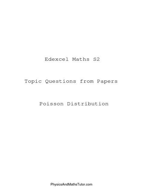 Ch 2 Poisson Distribution Pdf Pdf Poisson Distribution Teaching Mathematics