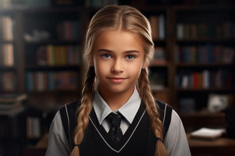 School Girl Blonde Hair Cute Pretty Smiling Looking At Camera Back To