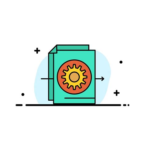 Document File Gear Settings Business Flat Line Filled Icon Vector