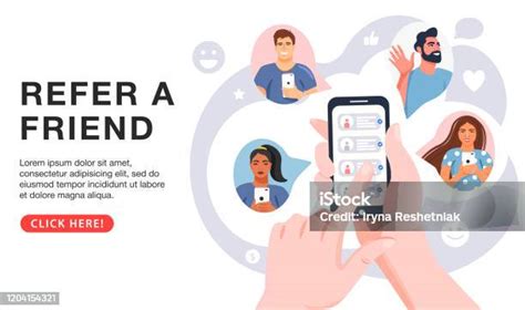 친구 개념을 참조한다 친구의 연락처와 전화를 들고 손 그룹과의 비즈니스 파트너십 전략 개념에 대한 스톡 벡터 아트 및 기타