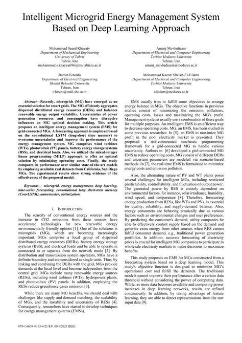 PDF Intelligent Microgrid Energy Management System Based On Deep Learning Approach