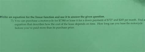 Solved Nrite An Equation For The Linear Function And Use It