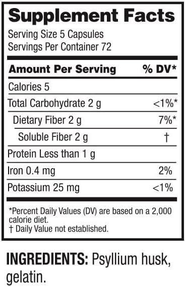 Guardian Psyllium Fiber Capsules 360 Count Bottle For Digestive