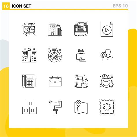 16 Universal Outlines Set For Web And Mobile Applications Health Video Computer File Percent